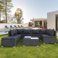 China Factory Promotion Free Combination Sets Conversation Leisure Furniture Outdoor Garden Big Sofa Sets Black for sale
