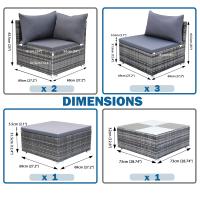 China Rattan Corner Free Combination Lounge Conversation Leisure Furniture Outdoor Garden Sofas Grey for sale