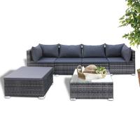 China Steel Frame PE Rattan Corner Free Combination Sets Conversation Leisure Furniture Grey Outdoor Garden for sale