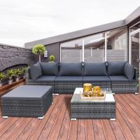 China Steel Frame PE Rattan Corner Free Combination Sets Conversation Leisure Furniture Grey Outdoor Garden for sale