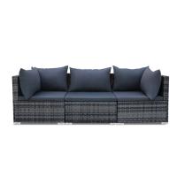 China Garden Patio Balcony Corner Furniture Sets Galvanizing Steel Frame Gray PE Wicker Free Combination Sofa Sets for sale