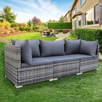 China Garden Patio Balcony Corner Furniture Sets Galvanizing Steel Frame Gray PE Wicker Free Combination Sofa Sets for sale
