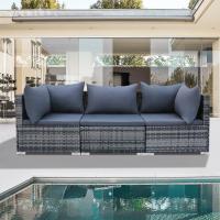 China Garden Patio Balcony Corner Furniture Sets Galvanizing Steel Frame Gray PE Wicker Free Combination Sofa Sets for sale
