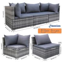 China Garden Patio Balcony Corner Furniture Sets Galvanizing Steel Frame Gray PE Wicker Free Combination Sofa Sets for sale