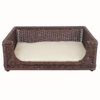 China Factory Wholesale Metal Frame Round Rattan Wicker Rectangle Dogs and Cats Bed for sale
