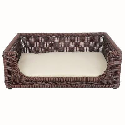 China Factory Wholesale Metal Frame Round Rattan Wicker Rectangle Dogs and Cats Bed for sale
