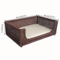 China Factory Wholesale Metal Frame Round Rattan Wicker Rectangle Dogs and Cats Bed for sale