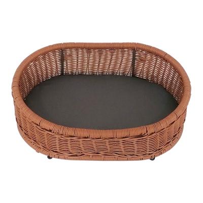 China Metal Frame Poly Round Rattan Oval Shape Dog Cat Medium Size Animal House for sale