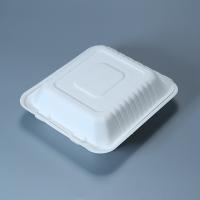 China 8in 9in Biodegradable Sugarcane Bagasse Clamshell Freezable Fast Food Container Tableware for sale