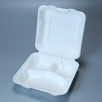 China 8in 9in Biodegradable Sugarcane Bagasse Clamshell Freezable Fast Food Container Tableware for sale