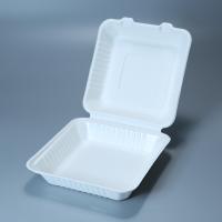 China 8in 9in Biodegradable Sugarcane Bagasse Clamshell Freezable Fast Food Container Tableware for sale