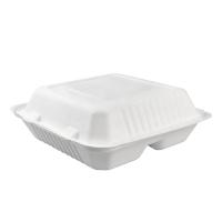 China 8in 9in Biodegradable Sugarcane Bagasse Clamshell Freezable Fast Food Container Tableware for sale