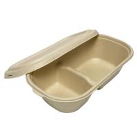 China 850ml 1000ml Biodegradable Bagasse Tableware Greaseproof Microwave Container With Lid for sale