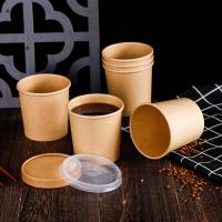 China 16OZ 26oz Kraft Take Away  Eco Friendly Disposable Food Containers Biodegradable Soup Cups for sale