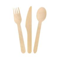 China 140mm Biodegradable Birch Disposable Wooden Cutlery 150mm Wooden Fork Knife And Spoon for sale