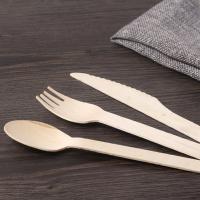 China 140mm Biodegradable Birch Disposable Wooden Cutlery 150mm Wooden Fork Knife And Spoon for sale