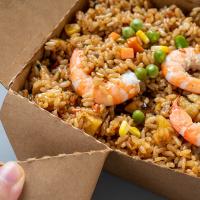 China Custom Logo Printing 337g 18g PE Kraft Paper Lunch Box Take Away Boxes For Food for sale