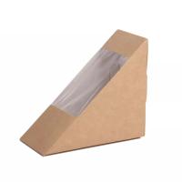 China Brown Kraft Food Paper Cardboard Takeaway Lunch Packaging Sandwich Box With Window for sale