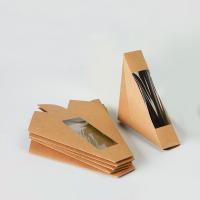 China Brown Kraft Food Paper Cardboard Takeaway Lunch Packaging Sandwich Box With Window for sale