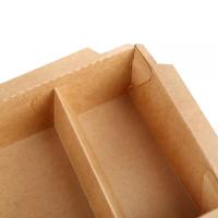 China Disposable Compartment Take Away Box Carryout Food Packaging Kraft Paper Lunch Boxes for sale