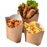 China 220gsm Disposable Pantone Pe Coated Kraft Paper French Fries Potato Chips Box Packaging for sale