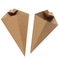 China Pe Coated French Fries Paper Disposable Cone Cups Kraft Paper Box With Sauce for sale