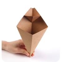 China Pe Coated French Fries Paper Disposable Cone Cups Kraft Paper Box With Sauce for sale