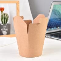 China 250ml Foldable Round Biodegradable Disposable Tableware 8oz 12oz Paper Noodle Box for sale