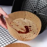 China Oil Proof Silicone Coated Air Fryer Parchment Paper 20cm Round Disposable Baking for sale