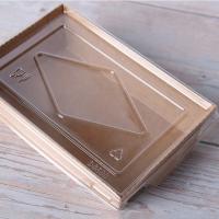 China 500ml 600ml Kraft Paper Tray Sushi Food Box 300gsm Disposable Food Containers With Lids for sale