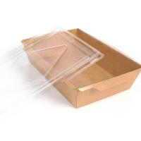China 500ml 600ml Kraft Paper Tray Sushi Food Box 300gsm Disposable Food Containers With Lids for sale