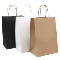 China Kraft Biodegradable Disposable Tableware 130g 135g White Gift Bag With Handles for sale