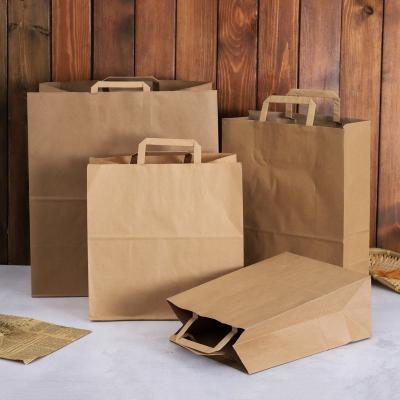 China 250gsm 300gsm Biodegradable Disposable Tableware Brown Paper Bags With Handles for sale