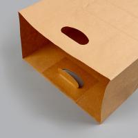 China Recycled 4LBS Die Cut Food Packaging Paper Bag Handle Gift Shopping Bag 150GSM for sale