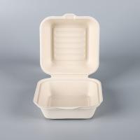 China Nontoxic 21g Biodegradable Bagasse Tableware Pulp Clamshell 6 Inch Bagasse Burger Box for sale