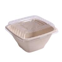 China 16 24 32oz Biodegradable Sugarcane Bagasse Bowl Fruit Salad Containers Box With Cover for sale