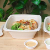 China 16 24 32oz Biodegradable Sugarcane Bagasse Bowl Fruit Salad Containers Box With Cover for sale