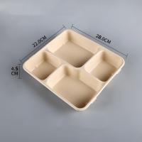 China Disposable Rectangular Biodegradable Sugarcane Bagasse Trays Take Away Trays With Lids for sale