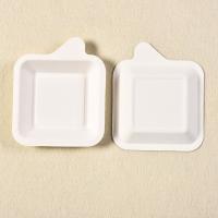 China 7g Mini Sugarcane Biodegradable Bagasse Tableware Paper Pulp Dessert Food Tray For Party for sale