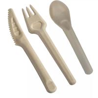 China Biodegradable Bagasse Eco Friendly Disposable Cutlery 141.7mm Compostable Forks And Spoons for sale