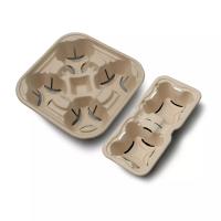 China Plastic Free Biodegradable Bagasse Tableware 2/ 4 Cup 28g Take Out Paper Cup Carrier for sale