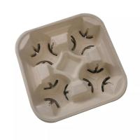 China Plastic Free Biodegradable Bagasse Tableware 2/ 4 Cup 28g Take Out Paper Cup Carrier for sale