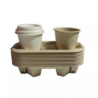 China Plastic Free Biodegradable Bagasse Tableware 2/ 4 Cup 28g Take Out Paper Cup Carrier for sale
