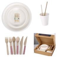 China Eco Sustainable Compostable Disposable Plates Cutlery Disposable Take Out Food Containers for sale