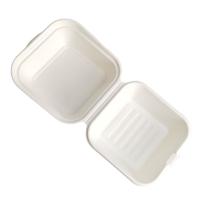 China Virgin 21g Disposable Hamburger Clamshell Box Sugarcane Bagasse Takeaway Boxes for sale