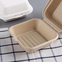 China Virgin 21g Disposable Hamburger Clamshell Box Sugarcane Bagasse Takeaway Boxes for sale