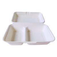 China 600ml 1000ml Dinnerware Compostable Party Tableware Bagasse Pulp Lunch Bento Box for sale