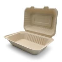 China 600ml 1000ml Dinnerware Compostable Party Tableware Bagasse Pulp Lunch Bento Box for sale