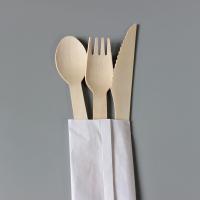 China 140mm Disposable Wooden Dinner Party Cutlery Set Biodegradable Forks Knives And Spoons for sale