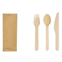 China 140mm Disposable Wooden Dinner Party Cutlery Set Biodegradable Forks Knives And Spoons for sale